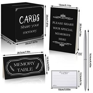 54 Pcs Funeral Memory Party Sets, 50 Celebration of Life Memory Cards, 2 Memory Signs, 1 Memory Box, 1 Silver Signature Pen for Celebration of Life Memorial Services Anniversary Funeral Party Favors