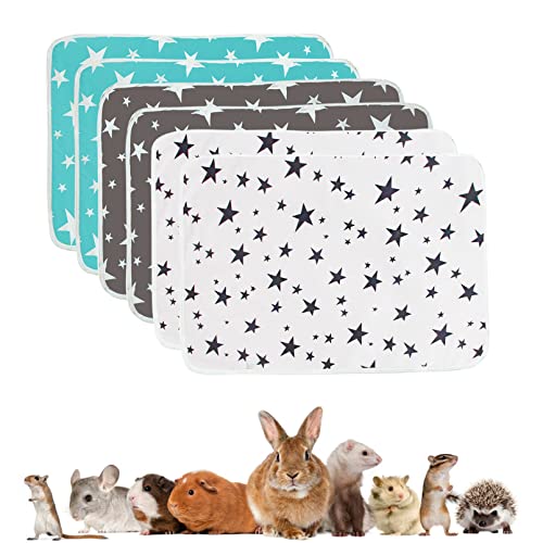 BNOSDM Guinea Pig Cage Liners 6 Packs Reusable Small Animal Pee Pads Washable Guinea Pig Bedding Highly Absorbent Cage Mats for Hamsters Chinchillas Hedgehogs Ferrets Rabbits