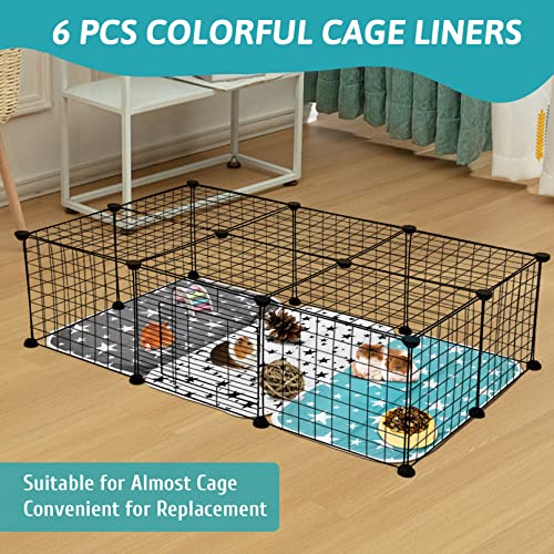 BNOSDM Guinea Pig Cage Liners 6 Packs Reusable Small Animal Pee Pads Washable Guinea Pig Bedding Highly Absorbent Cage Mats for Hamsters Chinchillas Hedgehogs Ferrets Rabbits