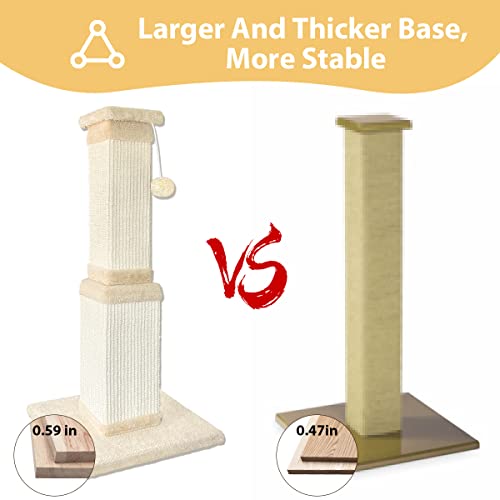 AGYM Cat Scratching Post, 32 Inch Large Cat Scratch Post for Adult Cats and Kittens, Nature Sisal Modern Cat Scratcher for Indoor Cats, Protect Your Furniture and Exercise Cats, Beige