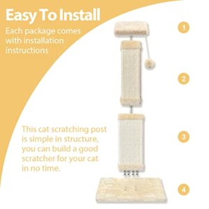 AGYM Cat Scratching Post, 32 Inch Large Cat Scratch Post for Adult Cats and Kittens, Nature Sisal Modern Cat Scratcher for Indoor Cats, Protect Your Furniture and Exercise Cats, Beige