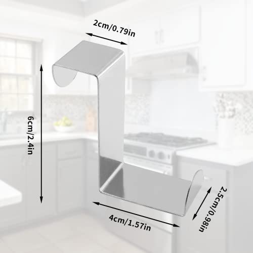 BokWin 4PCS Stainless Steel Reversible Over Door Cabinet Drawer Hooks Z-Shaped Reversible Sturdy Hanging Hooks for Towels, Hats, Hand Bags, Kitchen, Bedroom, 1.6 inch