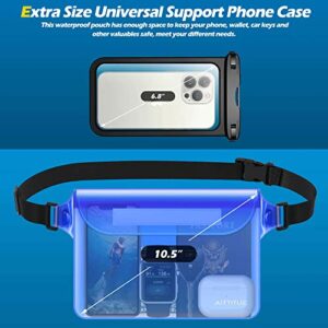 Aittitue Waterproof Fanny Pack Beach Essentials :3 Large Water Proof Phone Pouch Protector with Strap - Small Dry Bag Case Wallet Key Holder for iPhone Plus Samsung Galaxy for Swimming Kayaking Pool