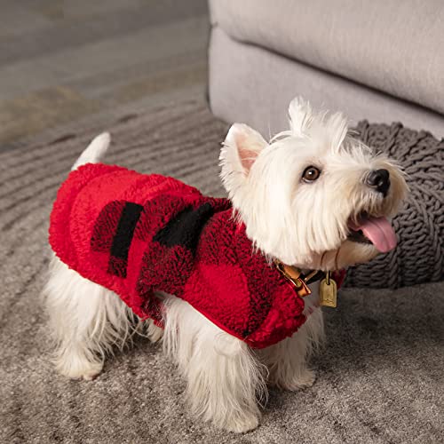 Dog Coats Extra Warm Dog Jacket Fleece Cold Weather Dog Fleece Vest Velcro Opening for Harness Cute Cat Clothes Puppy Coats (Red, XL)