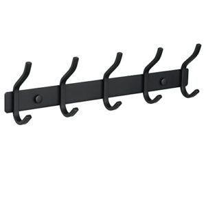 alise coat rack wall mount,coat hanger rail with 5 double coat hooks for hanging coats bathroom,sus304 stainless steel towel hanger hook racks for purse clothes entryway jacket hats towels,black