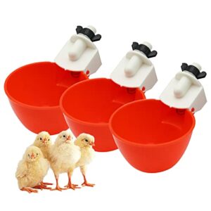 Achicklead Automatic Chicken Water Cups Chicken Water Feeder Poultry Drinking Bowl, for Chicks Duck Quails Pigeons Birds Turkey Rabbit (10, Red+White)