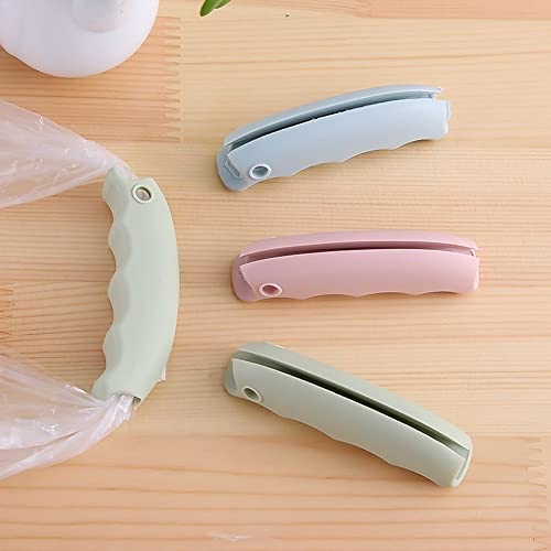 Terrysun 3 Pcs Grocery Bag Carrier with Soft Cushion Grip, Silicone Lifting Holder Handle Grip Keyhole For Shopping Simple Non-Slip Hand Protect Kitchen Gadgets ( Blue+Green+Pink)