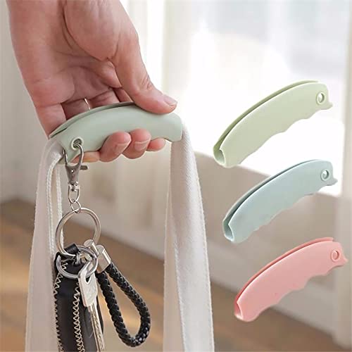 Terrysun 3 Pcs Grocery Bag Carrier with Soft Cushion Grip, Silicone Lifting Holder Handle Grip Keyhole For Shopping Simple Non-Slip Hand Protect Kitchen Gadgets ( Blue+Green+Pink)