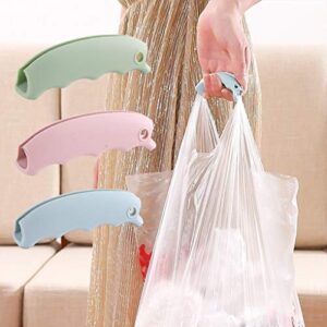 Terrysun 3 Pcs Grocery Bag Carrier with Soft Cushion Grip, Silicone Lifting Holder Handle Grip Keyhole For Shopping Simple Non-Slip Hand Protect Kitchen Gadgets ( Blue+Green+Pink)