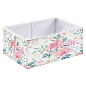 Kigai Cube Storage Bin Pink Rose Flower Floral Foldable Storage Basket Toy Storage Box for Home Organizing Shelf Closet Bins, 11 x 11 x 11-Inch