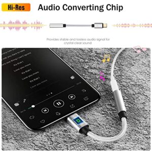 GLUBEE USB C to 3.5mm Audio Adapter 96 KHz Hi-Res Type C to 3.5mm  DAC of Type C to Aux Compatible with Galaxy X6/F13/S20 FE Pixel 6/5 Pad Pro/MacBook and More USB-C Devices (3 Pcs, Silver)