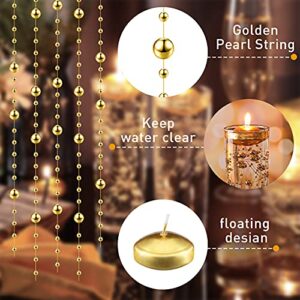 40 Pieces Unscented Floating Candles Small Floating Candles 1 x 1.8 Inches Smooth Wax Gold Floating Candles Round Long Lasting Tea Lights Candles for Pool Wedding Bathtub Dinner Home Favors