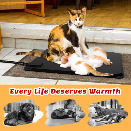 Kiroto Outdoor Heating Pad for Cats, Pet Heating Pads for Feral Cats Stray Pets Electrical Heated Cat Bed Consume Only 50Watt, Saving Your Electric Bills