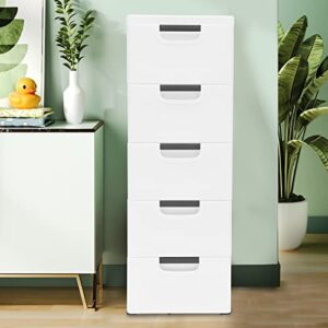 lyniceshop plastic drawers dresser storage cabinet 5 drawer units vertical clothes storage tower dresser small closet organizer shelf organizer unit for clothes toys bedroom playroom (white)