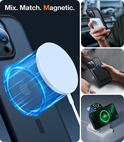 TORRAS Magnetic Designed for iPhone 14 Pro Case, Military Grade Drop Tested, Compatible with MagSafe, Slim Protective Matte Silicone for iPhone 14 Pro Phone Case, 6.1", Translucent Back/Black Edge