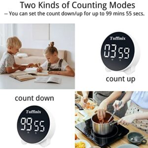 LED Digital Kitchen Timer Clock - Tuffinix LED Display Countdown Cooking Timers with 2 Groups of Alarm Clock Adjustable Volume for Kids Adults Gym Bedroom Classroom, USB Mode& Battery Mode