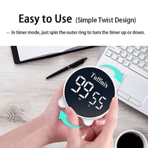 LED Digital Kitchen Timer Clock - Tuffinix LED Display Countdown Cooking Timers with 2 Groups of Alarm Clock Adjustable Volume for Kids Adults Gym Bedroom Classroom, USB Mode& Battery Mode