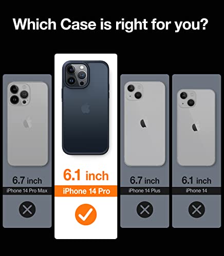 TORRAS Shockproof Designed for iPhone 14 Pro Case, [Military-Grade Drop Tested] Translucent Matte Hard Back with Silicone Slim Protective Anti-Fingerprint Anti-Scratch Phone Case Guardian 2022, Black