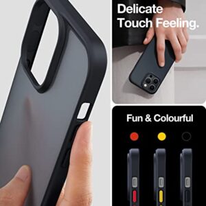 TORRAS Shockproof Designed for iPhone 14 Pro Case, [Military-Grade Drop Tested] Translucent Matte Hard Back with Silicone Slim Protective Anti-Fingerprint Anti-Scratch Phone Case Guardian 2022, Black