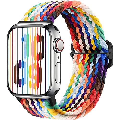 Stretchy Braided Solo Loop Band Compatible with Apple Watch Bands 38mm 40mm 41mm 42mm 44mm 45mm 49mm for Men Women Adjustable Elastic Soft Strap Sport Wristbands for iWatch Series 8 7 6 5 4 3 2 1 SE Ultra