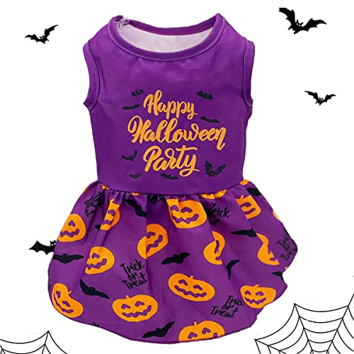 Dog Halloween Witch Dresses Costumes Puppy Skirts Apparel for Funny Pumpkin Head/Bat Party Dress Cosplay Halloween Costume for Small Medium Dogs Cats (Medium, Purple)