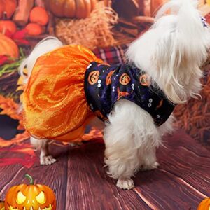 Gyuzh Halloween Dog Dress Puppy Dresses Pumpkin Bat Skull Dresses for Dogs Halloween Pet Puppy Dog Cat Dress Costume for Small Dogs Cats