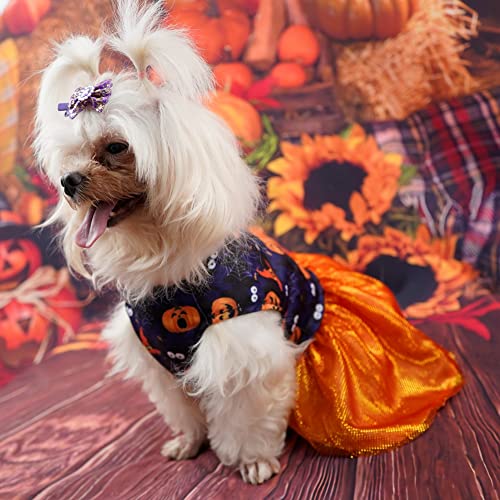 Gyuzh Halloween Dog Dress Puppy Dresses Pumpkin Bat Skull Dresses for Dogs Halloween Pet Puppy Dog Cat Dress Costume for Small Dogs Cats