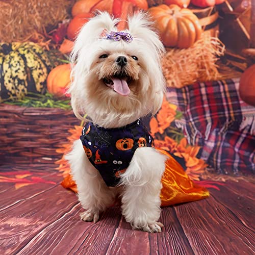 Gyuzh Halloween Dog Dress Puppy Dresses Pumpkin Bat Skull Dresses for Dogs Halloween Pet Puppy Dog Cat Dress Costume for Small Dogs Cats