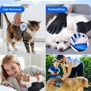 Cat Grooming Glove Brush, RIFNEEIM Pet Deshedding Glove with Self Cleaning Slicker Brush, Efficient Pet Hair Remover Massage Tool with Enhanced Five Finger Design for Cat Dog