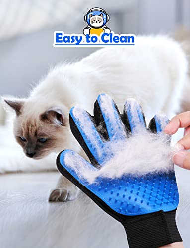 Cat Grooming Glove Brush, RIFNEEIM Pet Deshedding Glove with Self Cleaning Slicker Brush, Efficient Pet Hair Remover Massage Tool with Enhanced Five Finger Design for Cat Dog