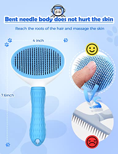 Cat Grooming Glove Brush, RIFNEEIM Pet Deshedding Glove with Self Cleaning Slicker Brush, Efficient Pet Hair Remover Massage Tool with Enhanced Five Finger Design for Cat Dog