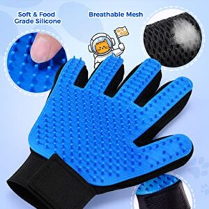 Cat Grooming Glove Brush, RIFNEEIM Pet Deshedding Glove with Self Cleaning Slicker Brush, Efficient Pet Hair Remover Massage Tool with Enhanced Five Finger Design for Cat Dog