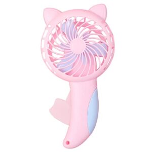 bluelans mini handheld fan hand pressure manual small personal fan portable fan cooling fan cute cat design fan for kids girls boys women men indoor outdoor travelling random color