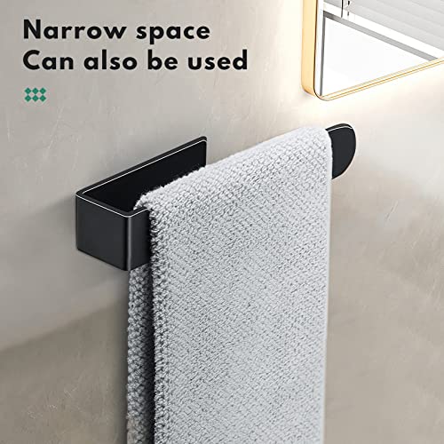 Bicico Hand Towel Holder, Black Towel Bar, Self Adhesive Bathroom Hand Towel Holder Stick on Wall, Kitchen Towel Holder, SUS 304 Stainless Steel