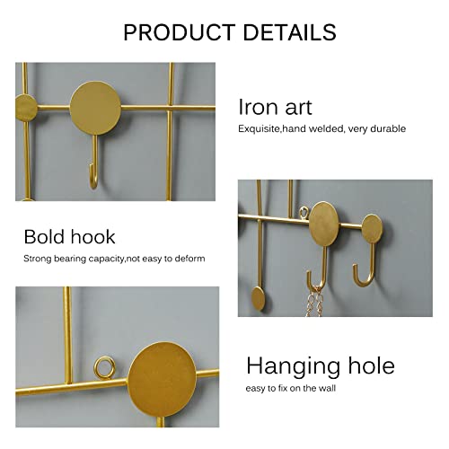 Dianhengmi Coat Rack Wall Mounted, 5 Wall Hooks Heavy Duty Gold Metal Hanger, Coat Hooks for Coat Hat Towel Purse Robes Mudroom Bathroom Entryway (2 Packs)