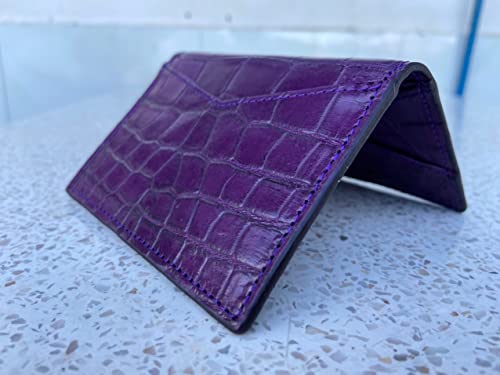 Double side Purple Crocodile Alligator leather skin Credit Cardholder, leather credit cardcase, leather creditcard cover