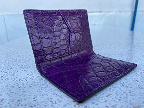 Double side Purple Crocodile Alligator leather skin Credit Cardholder, leather credit cardcase, leather creditcard cover