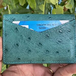 Doubleside Green Body Ostrich leather skin Credit Cardholder, leather credit cardcase, leather creditcard cover