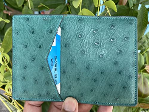 Doubleside Green Body Ostrich leather skin Credit Cardholder, leather credit cardcase, leather creditcard cover