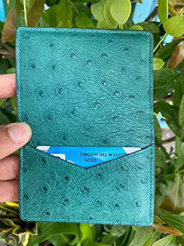 Doubleside Green Body Ostrich leather skin Credit Cardholder, leather credit cardcase, leather creditcard cover