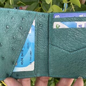 Doubleside Green Body Ostrich leather skin Credit Cardholder, leather credit cardcase, leather creditcard cover