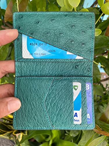 Doubleside Green Body Ostrich leather skin Credit Cardholder, leather credit cardcase, leather creditcard cover