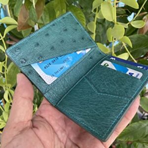 Doubleside Green Body Ostrich leather skin Credit Cardholder, leather credit cardcase, leather creditcard cover