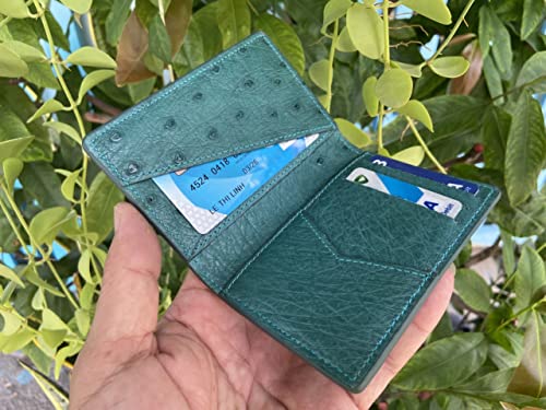 Doubleside Green Body Ostrich leather skin Credit Cardholder, leather credit cardcase, leather creditcard cover