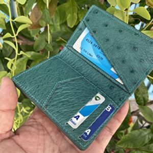 Doubleside Green Body Ostrich leather skin Credit Cardholder, leather credit cardcase, leather creditcard cover