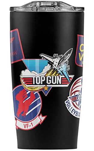 Logovision Paramount - Top Gun Top Gun Badge Collage Stainless Steel 20 oz Travel Tumbler, Vacuum Insulated & Double Wall with Leakproof Sliding Lid