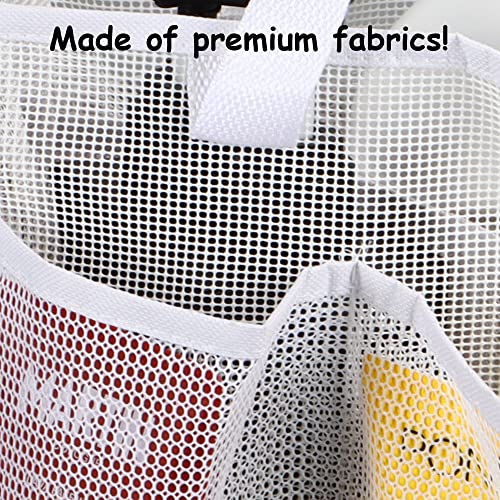 Qimodo Mesh Shower Caddy Tote with V-separated Compartment,Heavy Duty Toiletry Bath Basket Bag for Dorm College Gym Camping (White)