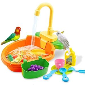 jzrh parrot automatic bathtub toys faucet multifunctional shower box pet pool birdbath bowl fountain small animals parakeets,budgie,cockatiel bird feeder(blue),13.9 x 9.29 x 3.03 in 34.5*24.8*8.2cm