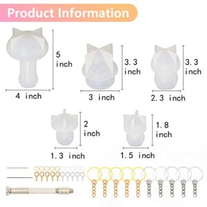 5 Sizes Mushroom Resin Molds Kit, 38Pcs Silicone Mold Set for Epoxy Casting, with 1 Hand Drill 2 Drill Bits 10 Key Rings 10 Screw Pins 10 Jump Rings, DIY Keychain Charms House Oraments