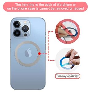 (2 Pack) NTidea Phone Grip, Upgraded Removable Magnetic Phone Snap 360°Rotation Finger Phone Stand Silicone Adjustable Phone Ring Holder, White